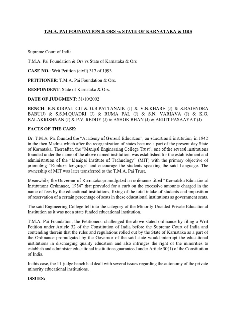 Autonomy of Minority Educational Institutions: Supreme Court Upholds ...