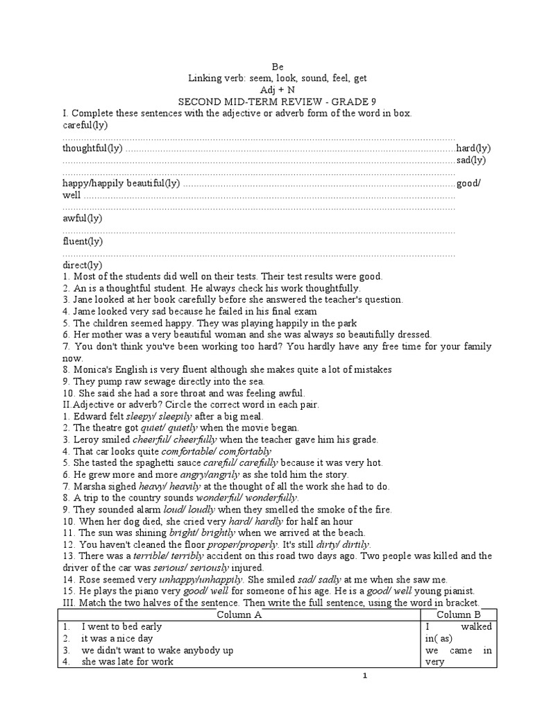 Second Mid Term Grade 9 | PDF