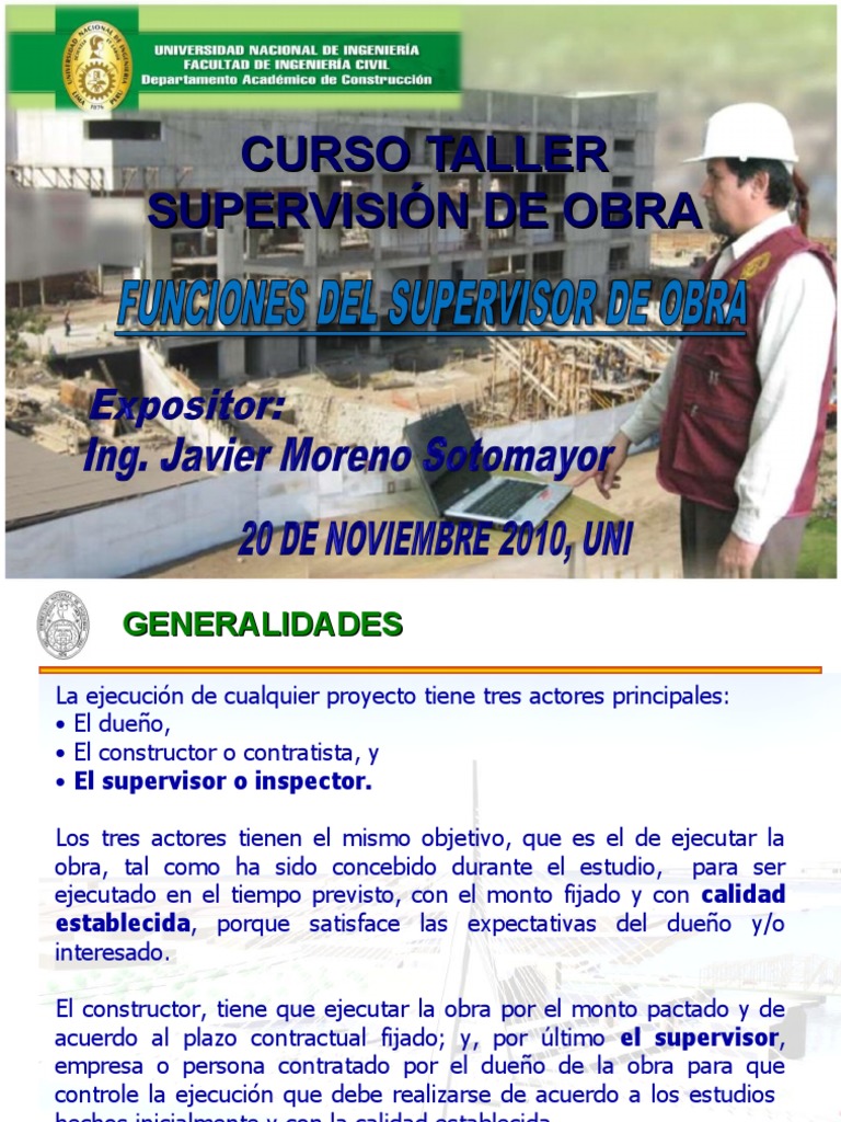 Funciones del Supervisor de Obra | PDF