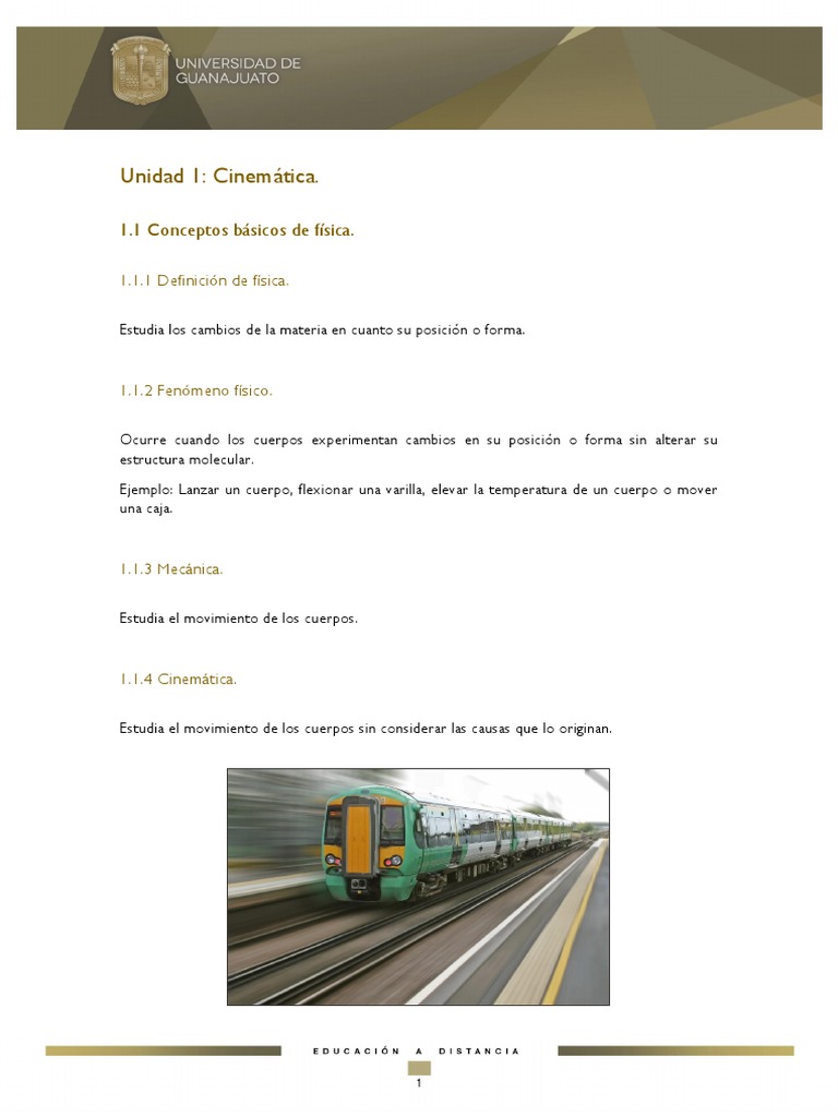 Unidad 1 Cinematica PDF | PDF