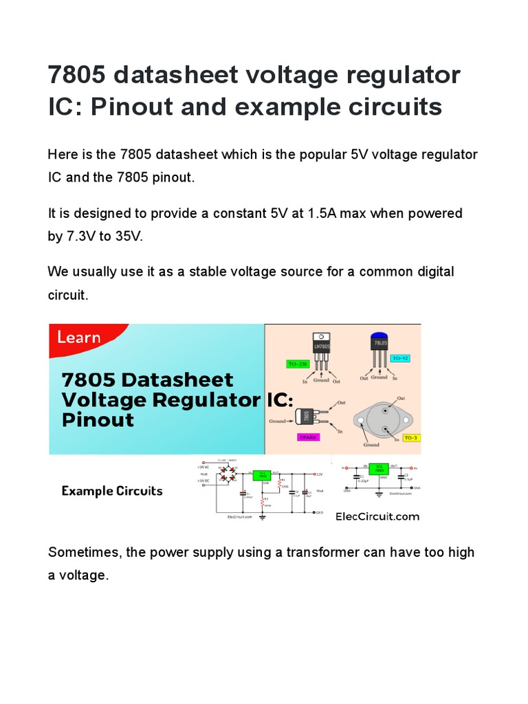 7805-5v-voltage-regulator-datasheet | PDF | Rectifier | Power Supply