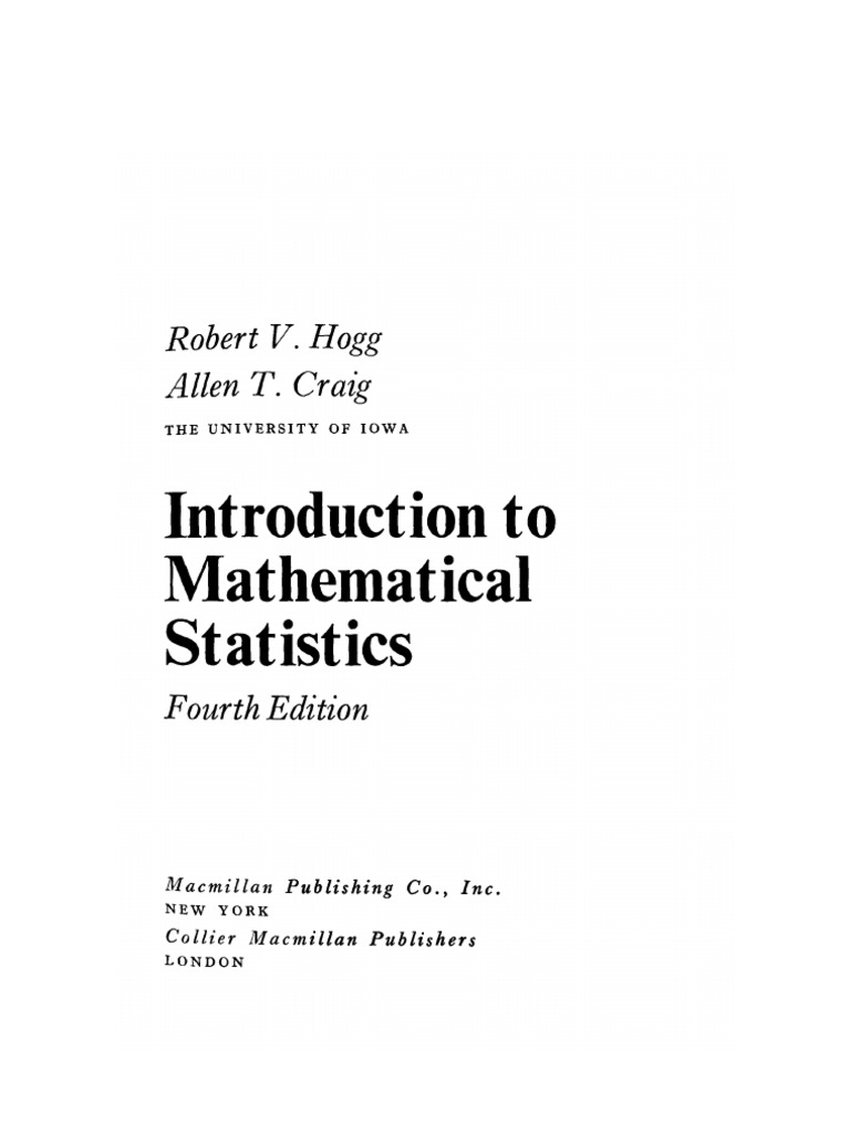 Hogg Craig Mathematical Statistics | PDF