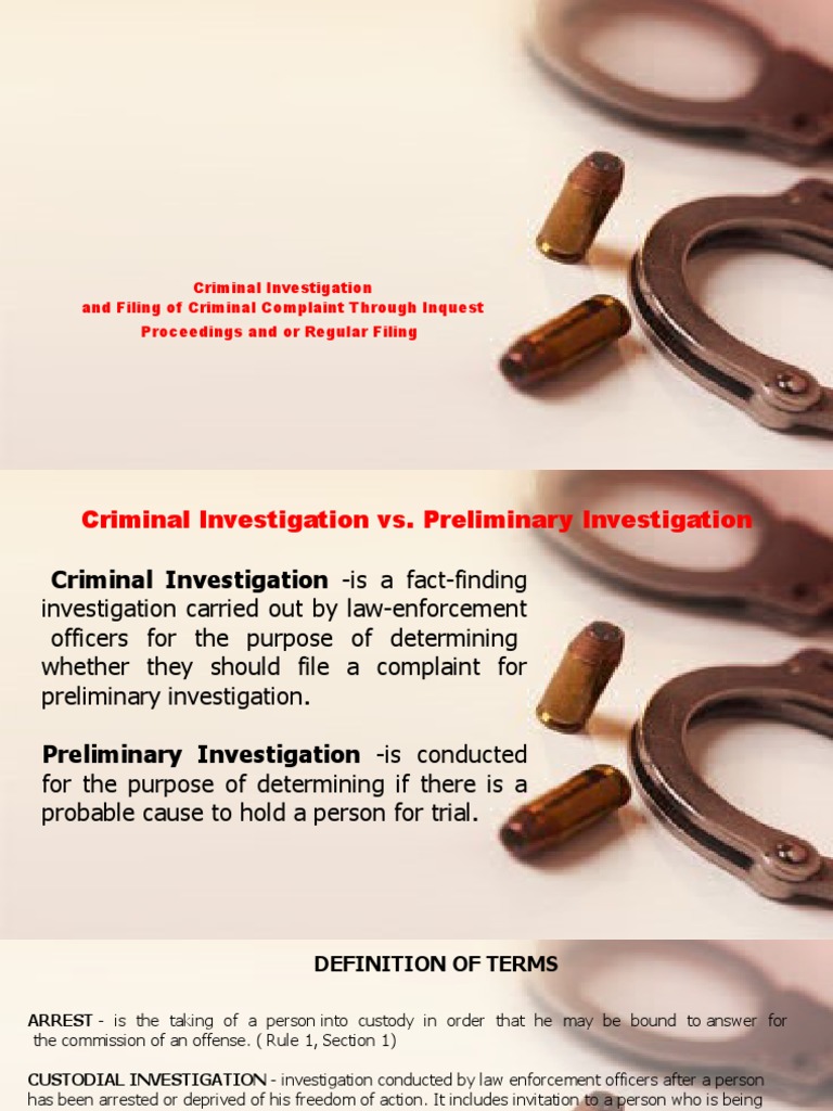 Inquest and Preliminary Investigation | PDF | Arrest | Search Warrant