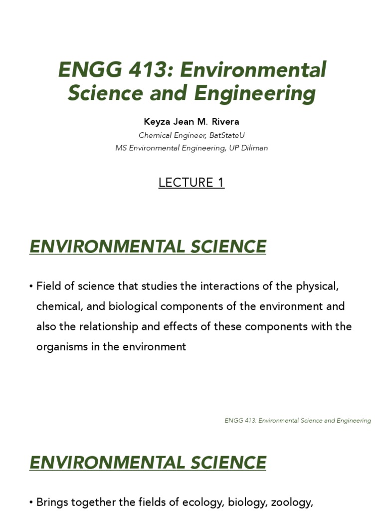 Lecture 1 ENGG 413 | PDF | Natural Environment | Environmental Science