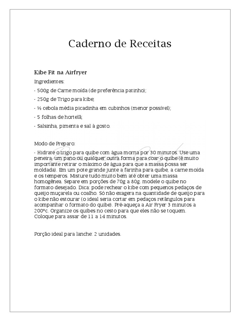 Caderno de Receitas de Lanches | PDF | Queijo | Massa