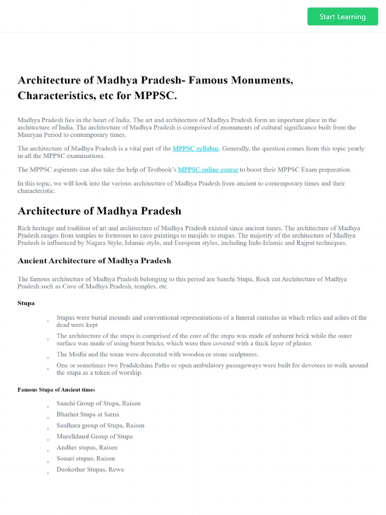 Architecture of Madhya Pradesh Development of Architecture in MP ...