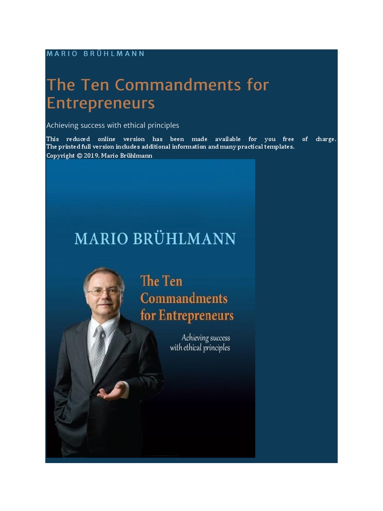 The Ten Commandments For Entrepreneurs - Mario Brühlmann PDF | PDF ...