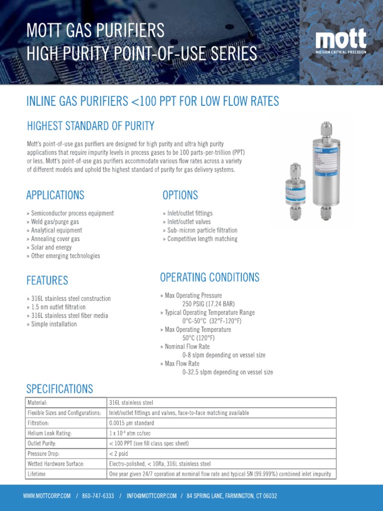 Mott Gas Purifiers POU MGPs Rev 1022 | PDF