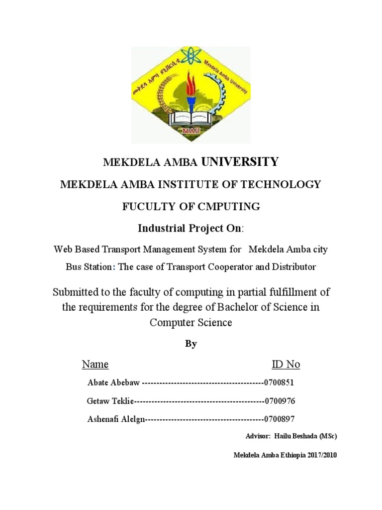 Transport Management System Industrial Project | PDF
