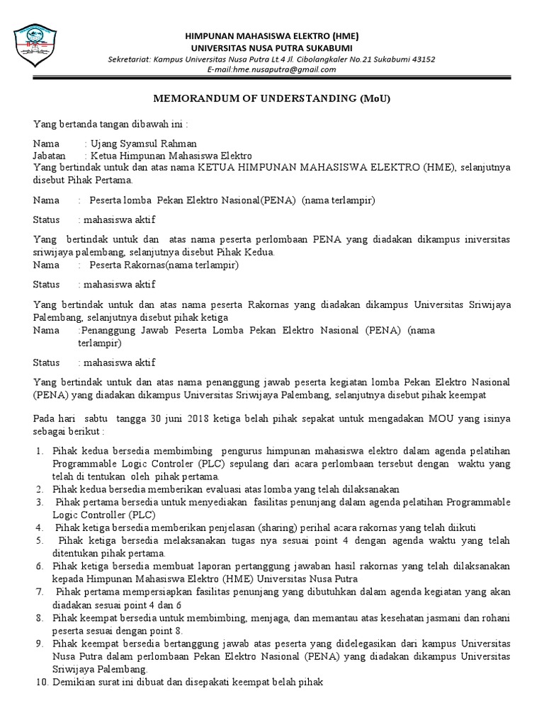 Contoh Surat Mou Pdf