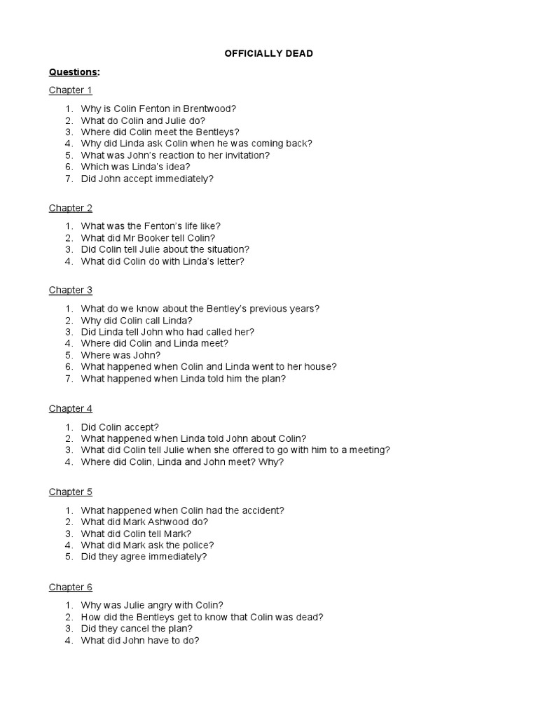 Officially Dead: Key Questions Explored | PDF