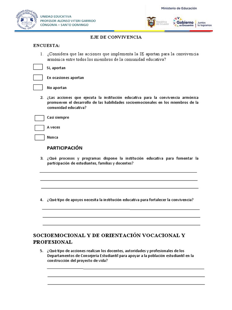 Mesa 2 Eje de Convivencia | PDF