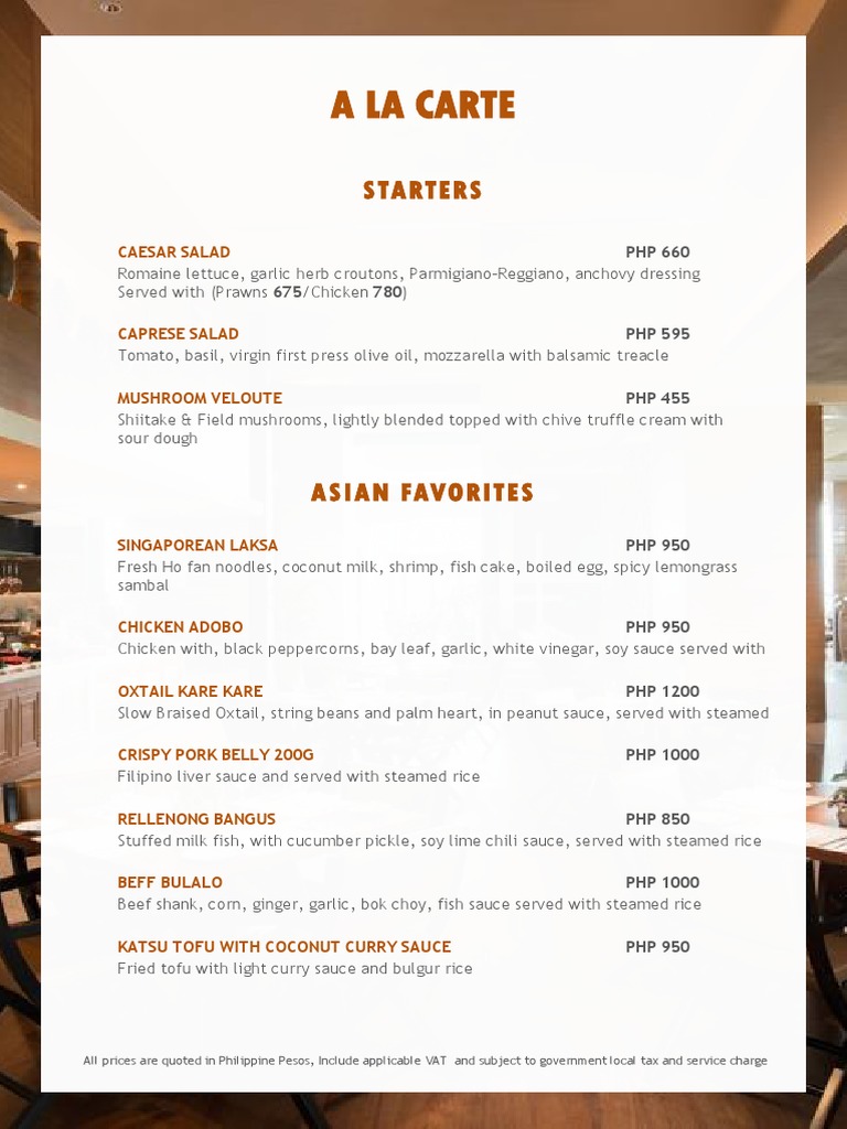 Brasserie On 3 Menu Overview | PDF | Pizza | Pasta