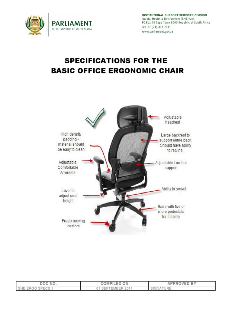 Specifications For An Office Ergonomic Chair | PDF