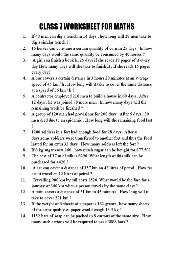 Class 7 Worksheet For Ut3 | PDF