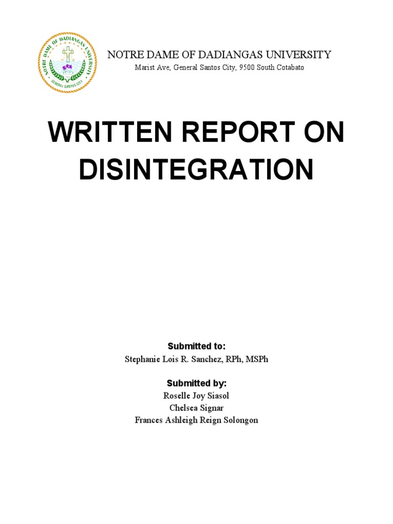 Disintegration | PDF | Tablet (Pharmacy) | Physical Sciences