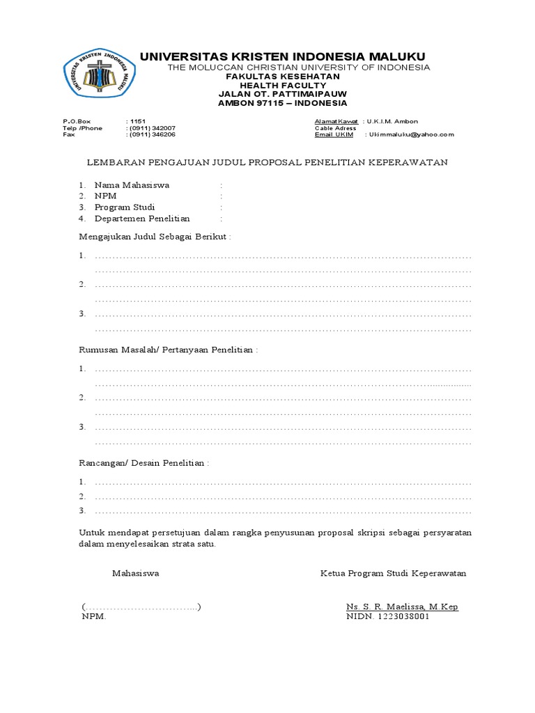 Form-Usulan-Judul-Program-Studi-Keperawatan 2 | PDF