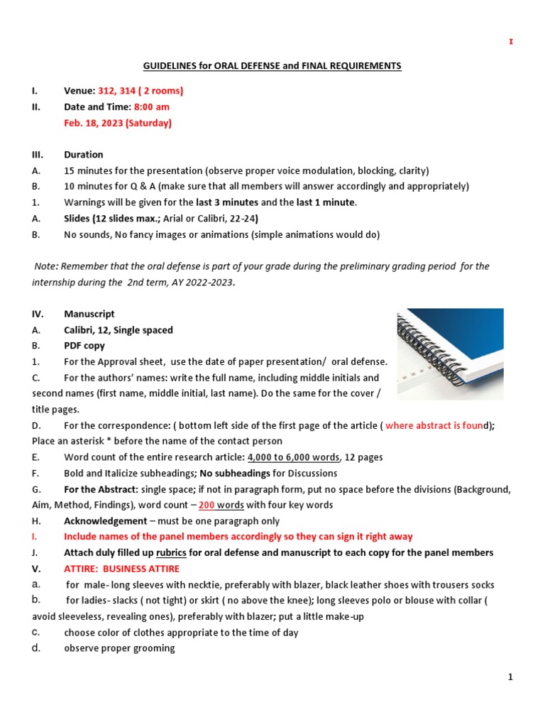 2022-2023 Oral Defense Guidelines and Final Requirements PDF | PDF | Computer File | Abstract ...