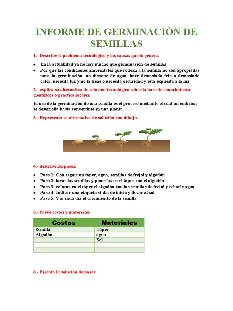 Informe de Germinaciòn de Semillas | PDF
