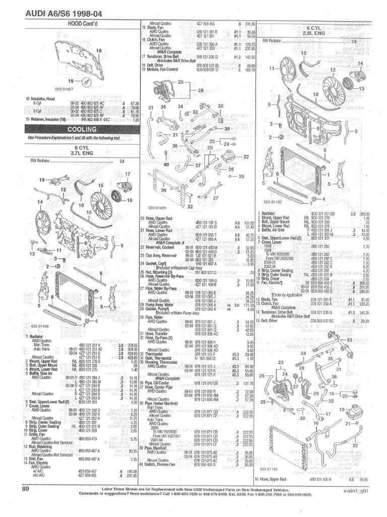 Audi A6 C5 Cooling Parts Catalog | PDF
