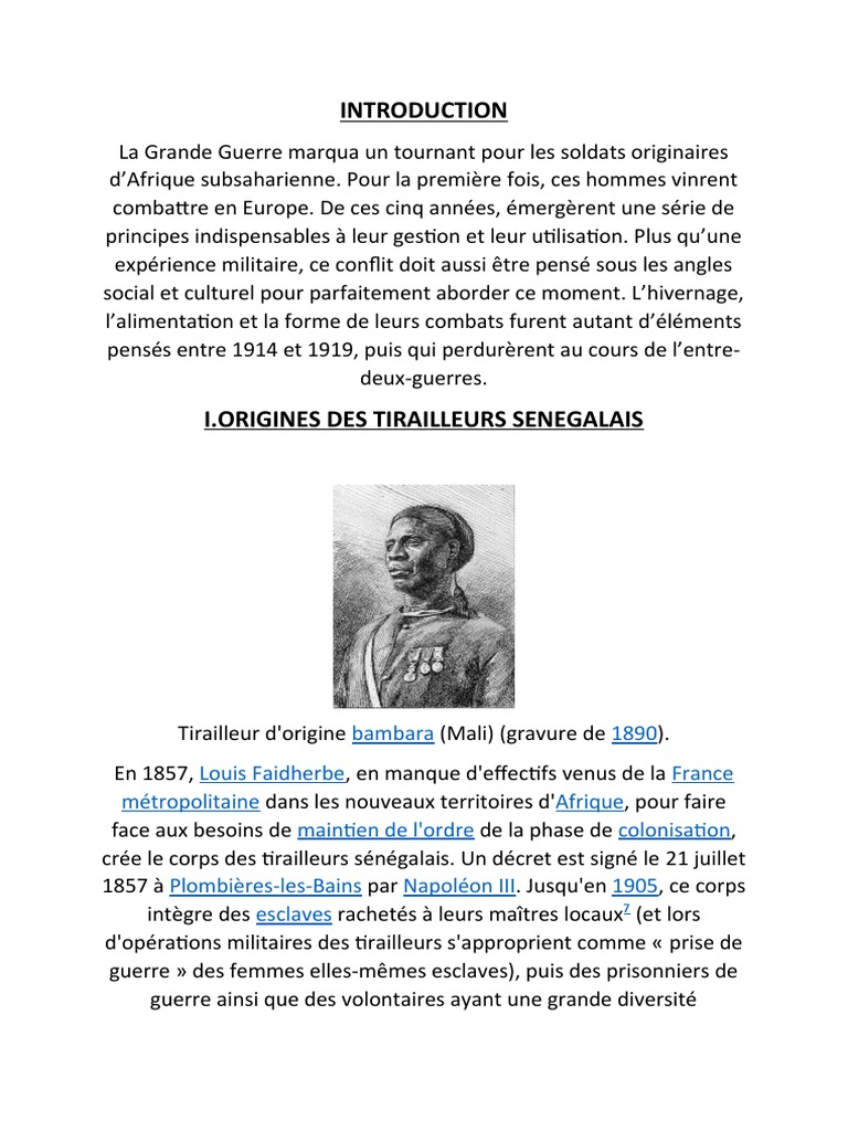 Rôle des Tirailleurs Sénégalais en Guerre | PDF