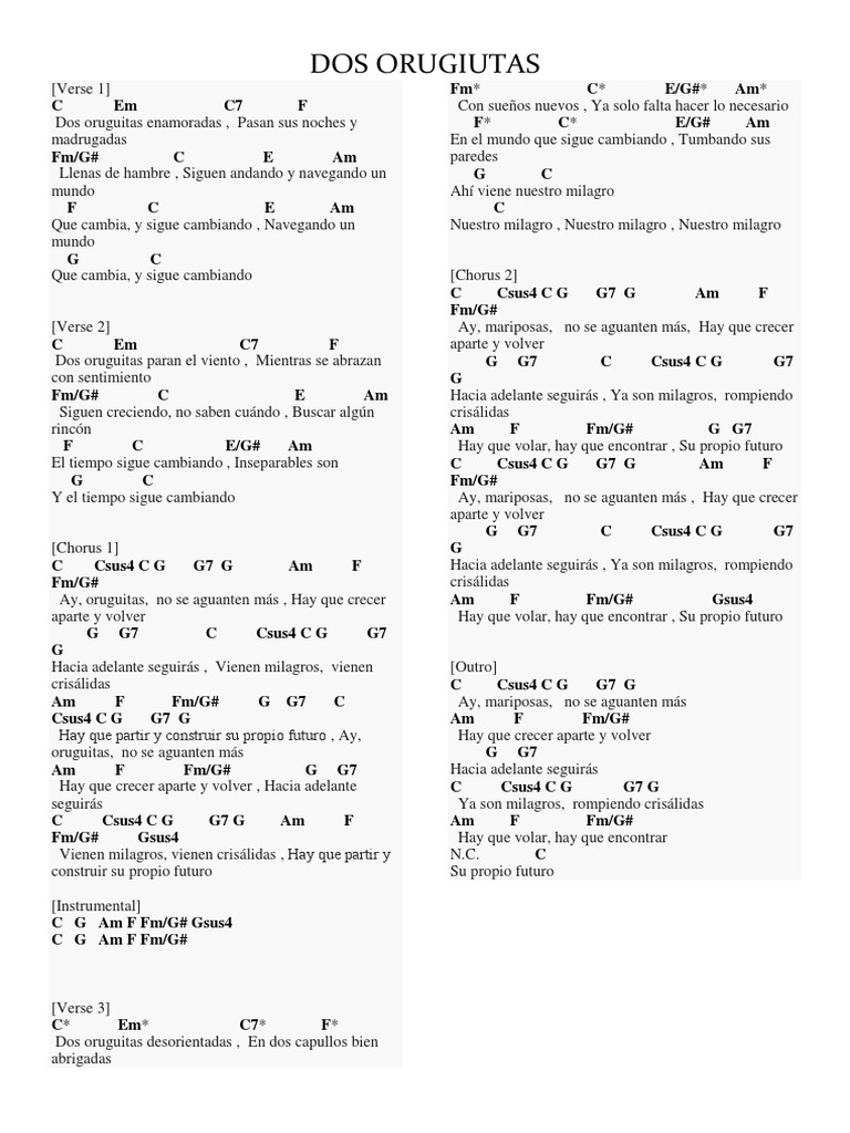Dos Oruguitas - Guitar Chord | PDF | Insectos | Hexapoda
