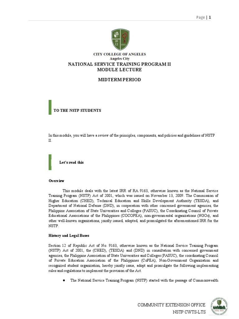 NSTP2 MODULE 1 Lecture | PDF
