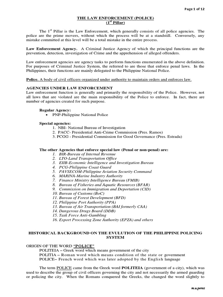 Lecture 3 Law Enforcement Pdf Arrest Police