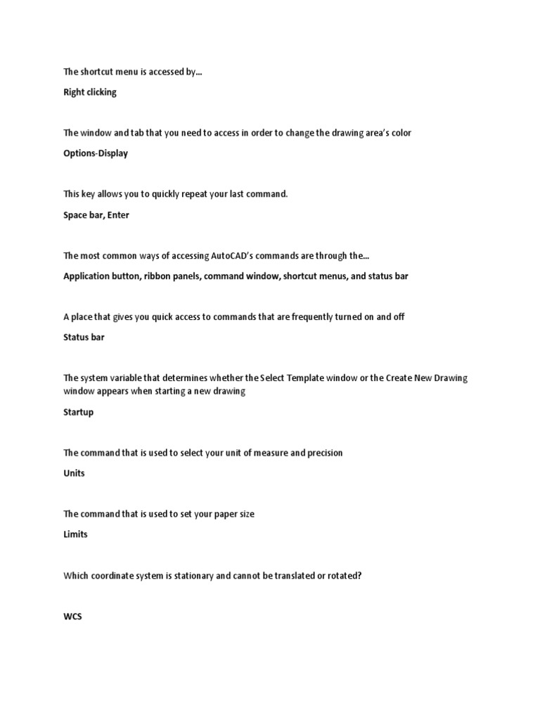 AUTO CAD Multiple Choice Questions PDF | PDF | Circle | Menu (Computing)