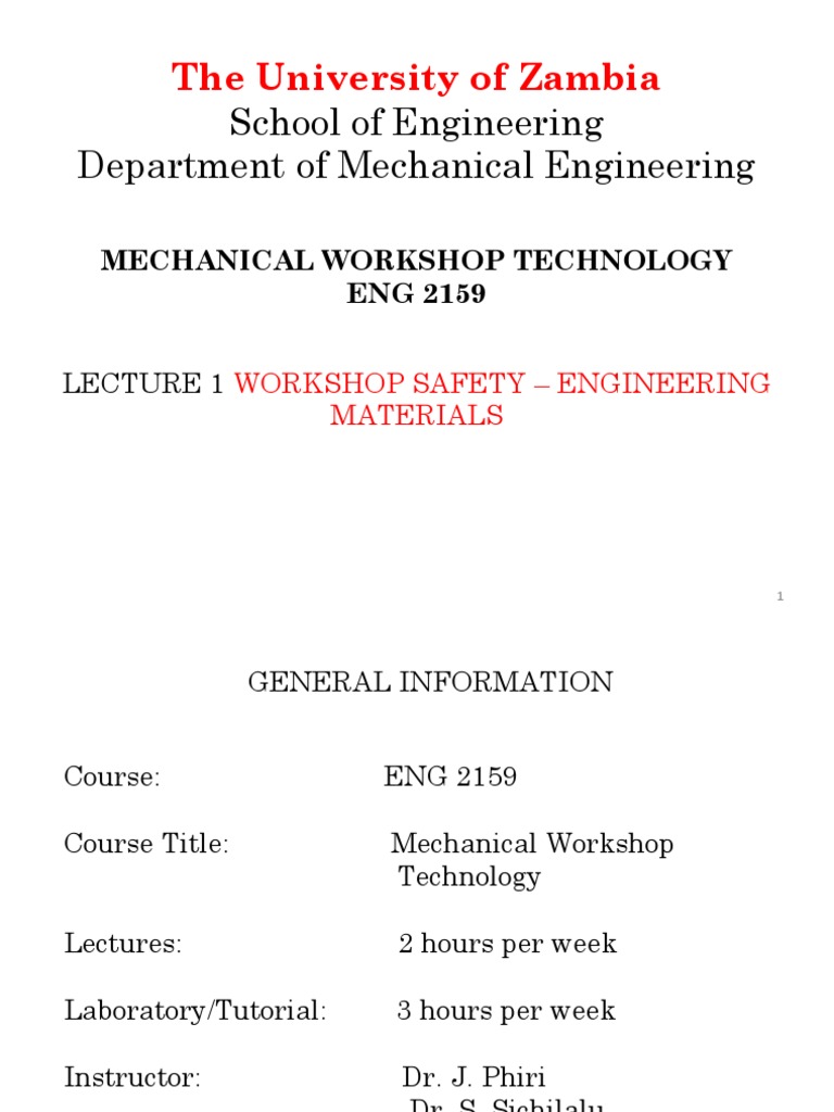Lecture 1 - Introduction To Mechanical Workshop Technology PDF | PDF | Technology & Engineering