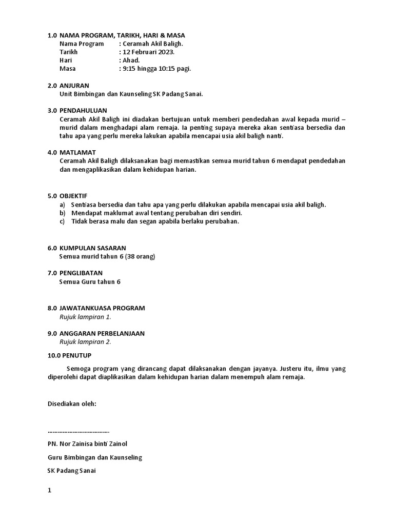 Kertas Kerja Ceramah Akil Baligh | PDF