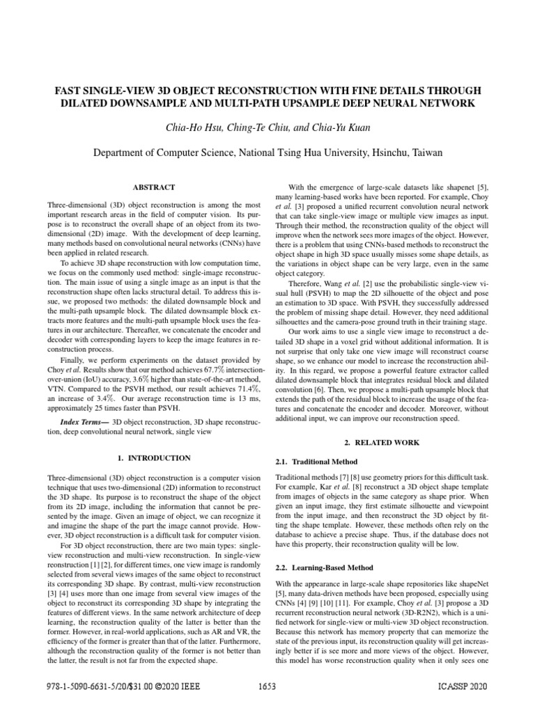 Fast Single-View 3D Object Reconstruction With Fine Details Through Dilated Downsample and Multi ...