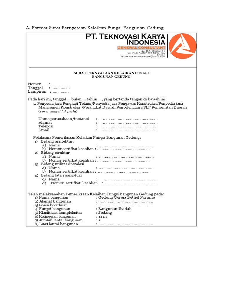 SURAT PERNYATAAN LAIK FUNGSI | PDF