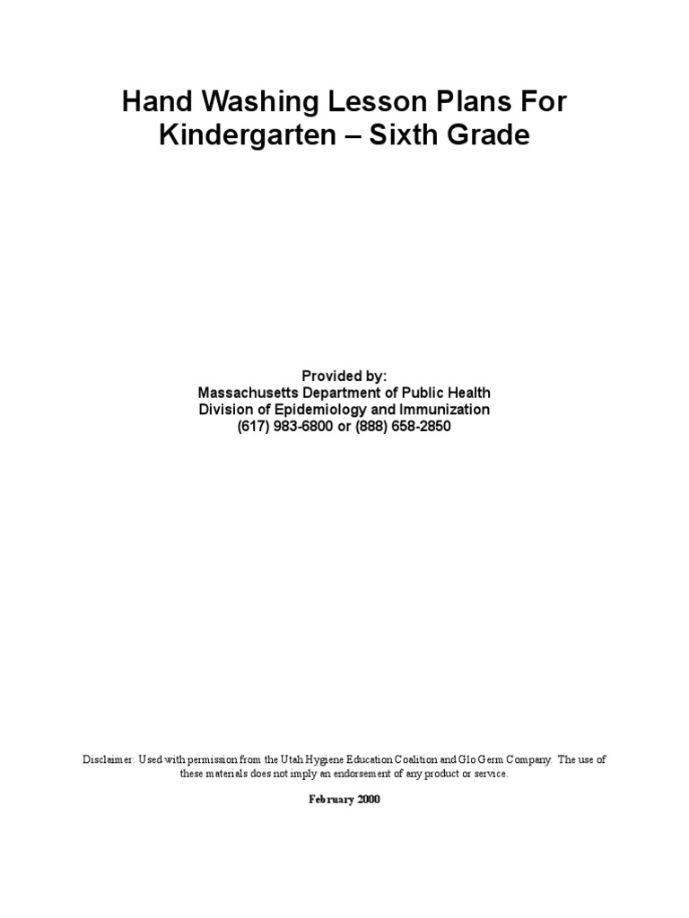 Lesson Plans k6 | PDF | Hand Washing | Common Cold
