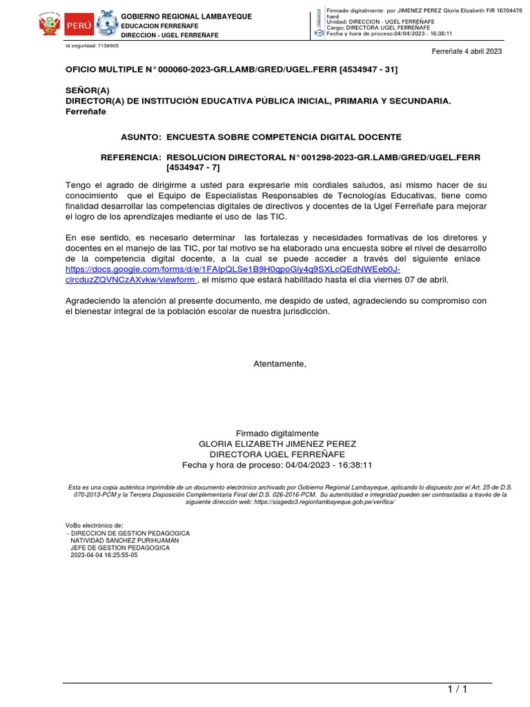 OFICIO MÚLTIPLE N° 060-2023 | PDF | Informática