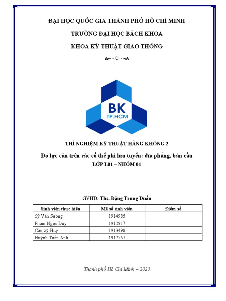 TN4 Khảo sát biên dạng chong chóng máy bay đánh giá sơ bộ đặc tính lực đẩy - L01 - Nhóm 3 2 | PDF