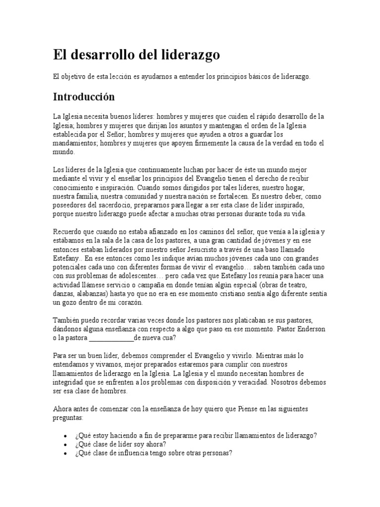 El Desarrollo Del Liderazgo | Descargar gratis PDF | Amor | Liderazgo