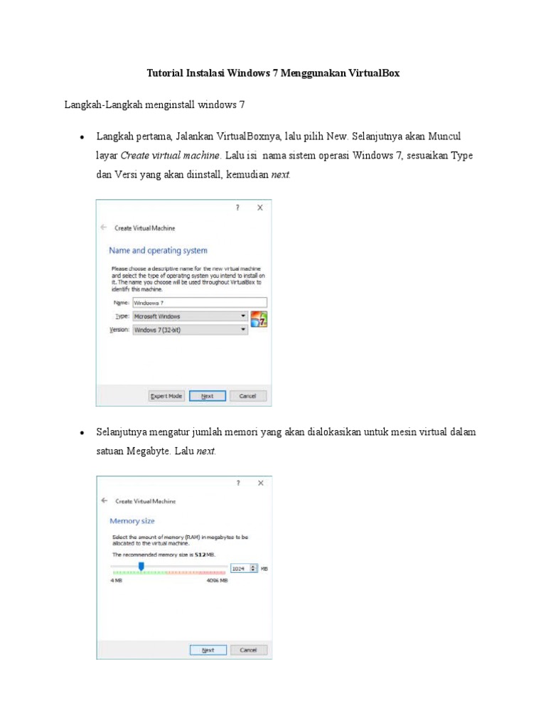 Tutorial Instalasi Windows 7 Menggunakan VirtualBox | PDF