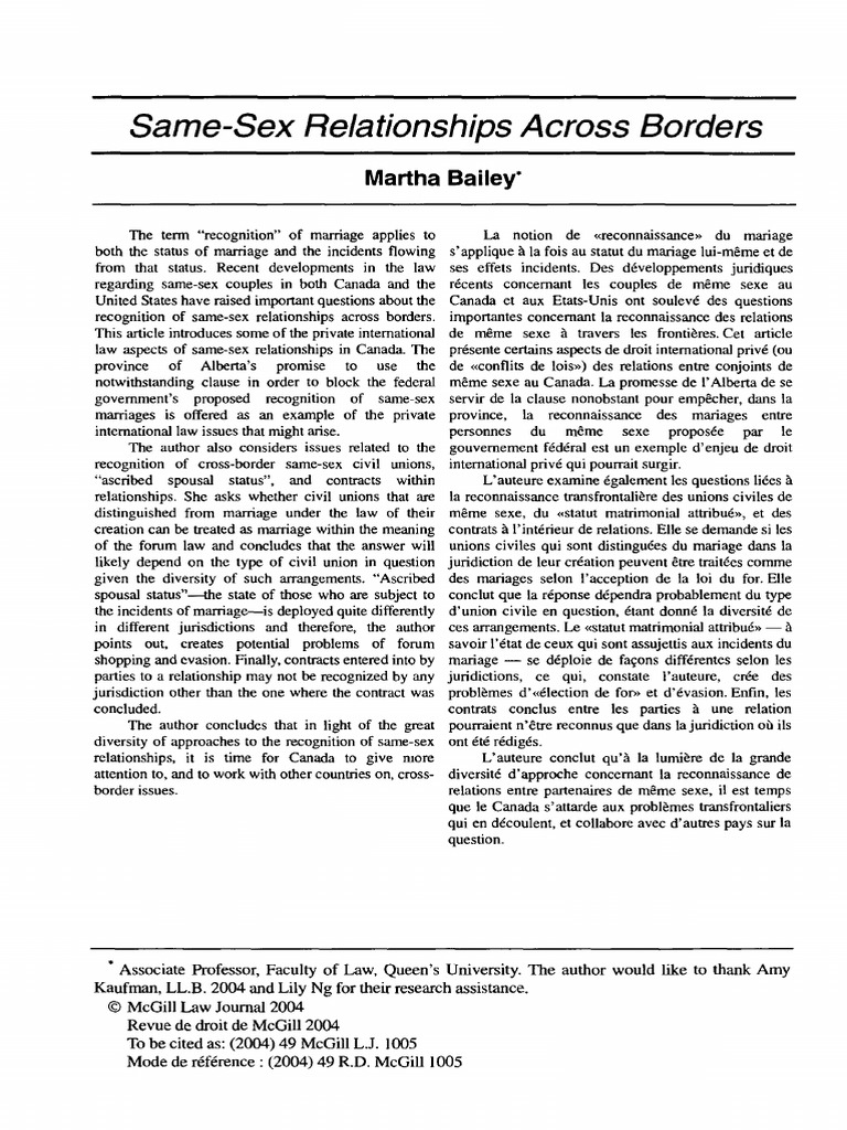 Same Sex Relationships Across Borders Pdf Pdf Polygamy Marriage 8105