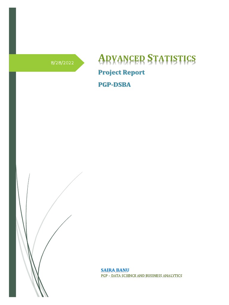 Advanced Statistics Project Report Final | PDF | Principal Component Analysis | Analysis Of Variance