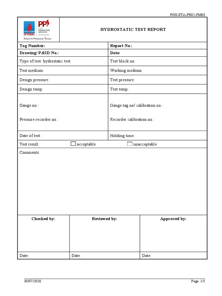 PGS-STA-PR02-FM03 Test Report | PDF | Technology & Engineering
