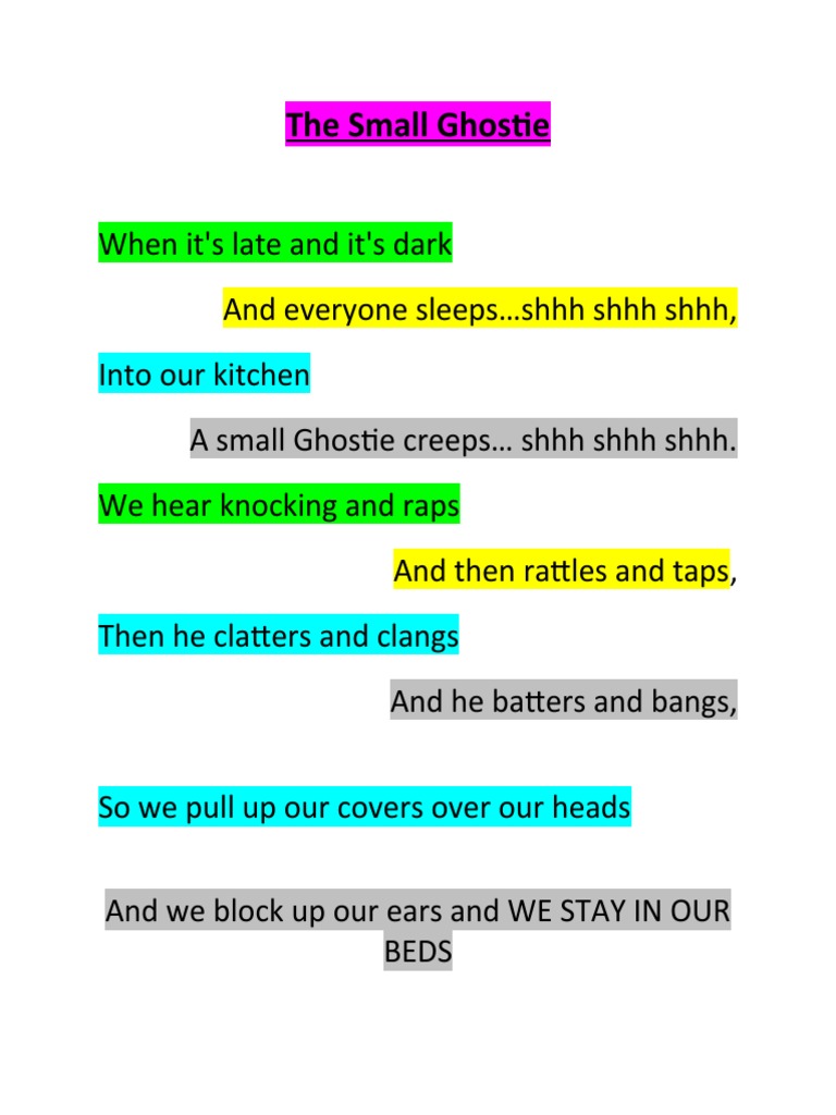 The Small Ghostie Poem | PDF