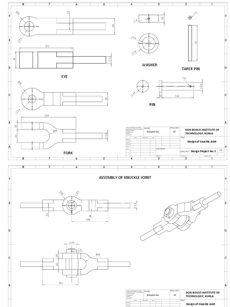 knuckle joint drawing-3 (1) (1) | PDF | Mechanical Engineering