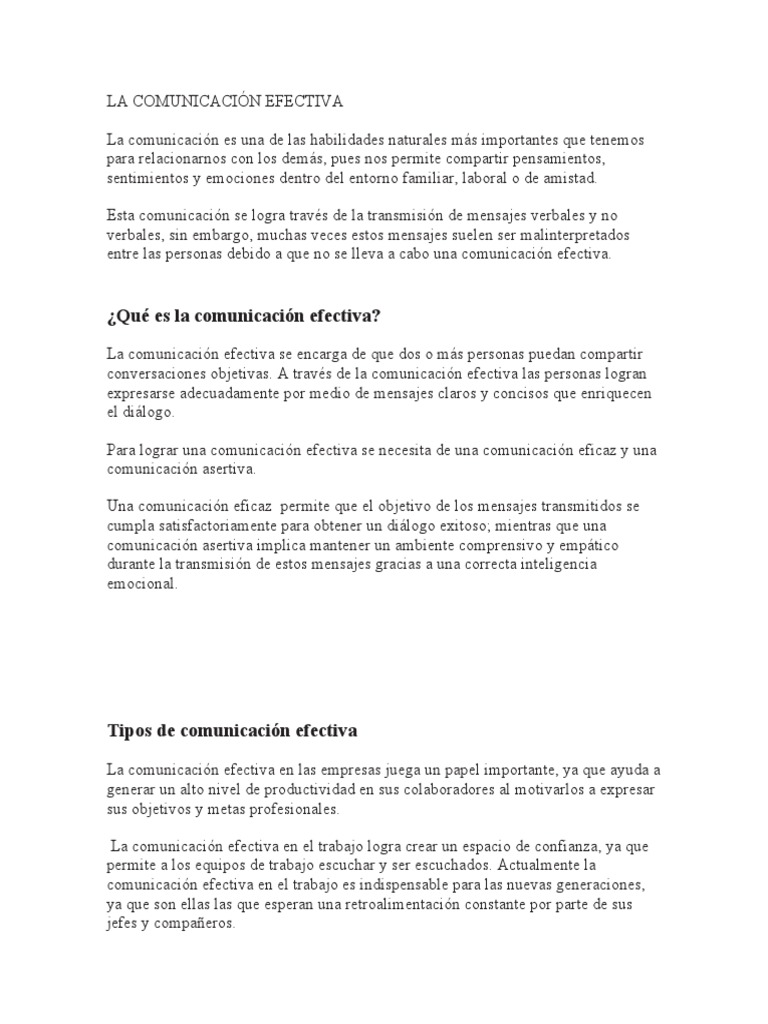 La Comunicación Efectiva | PDF