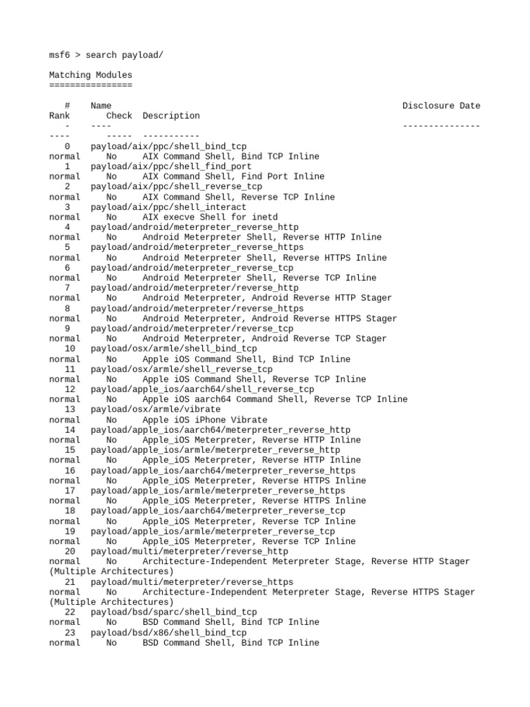 Metasploit - Payloads | Download Free PDF | Computing | Internet Protocols