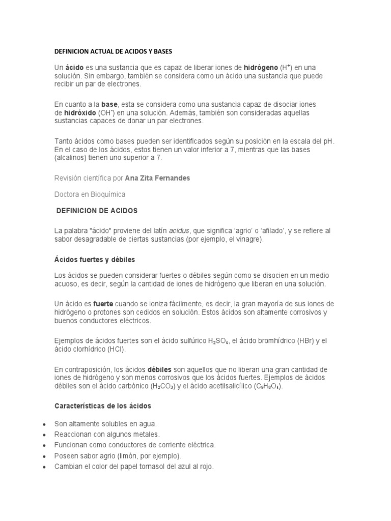 Ácidos y Bases: Definición y Teorías | PDF | Ácido | Física Molecular