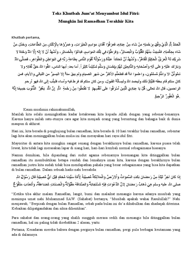 Teks Khutbah Jum | PDF
