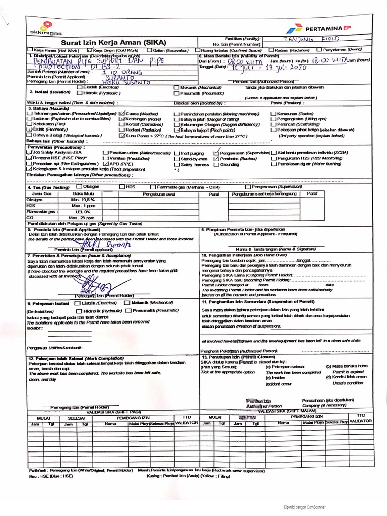 SIKA Dan JSA Pembuatan Pipe Support Dan Protection Di BS - II | PDF