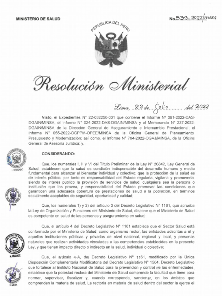 Resolución Ministerial #539-2022-MINSA | PDF Resolución Ministerial #539-2022-MINSA | PDF