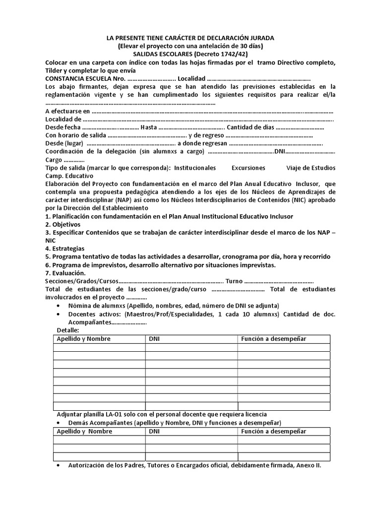 Modelo de Salida Escolar PDF | PDF | Seguro